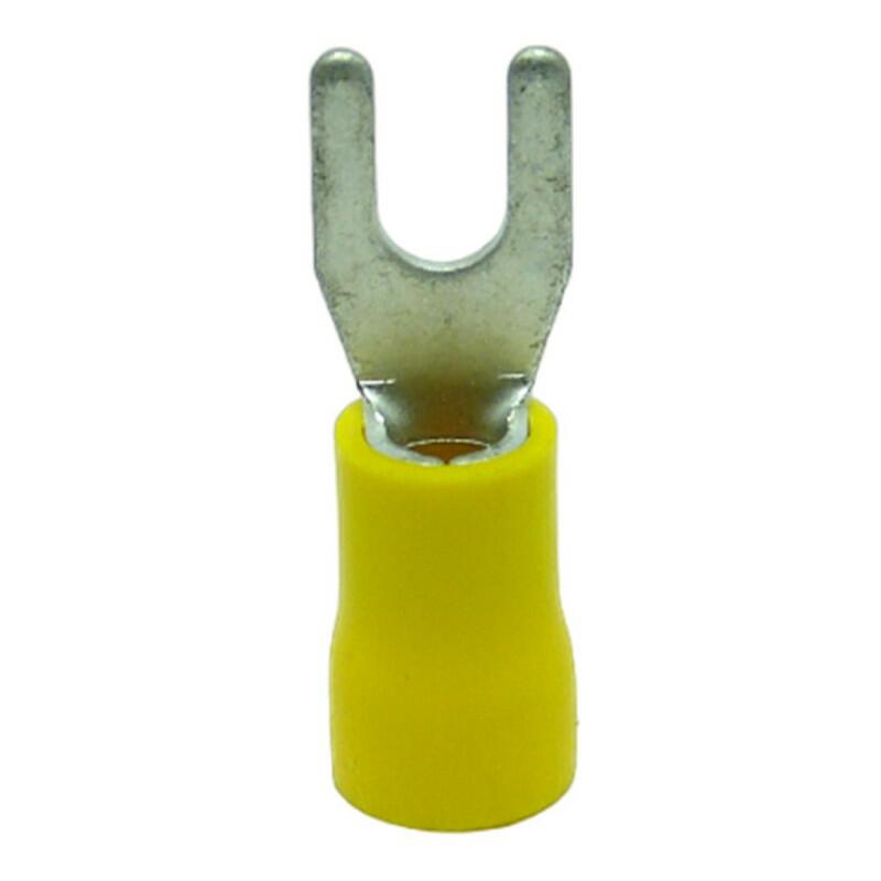 Terminal Compressão Tipo Garfo 4 MM A 6 MM Simples C/ Capa Plástica Amarelo