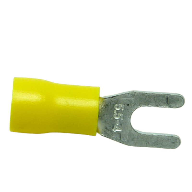 Terminal Compressão Tipo Garfo 4 MM A 6 MM Simples C/ Capa Plástica Amarelo