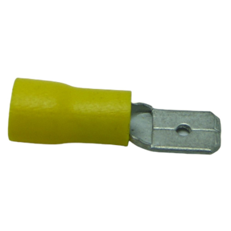 Terminal Compressão Macho Chato 4 MM A 6 MM Simples C/ Capa Plástica Amarelo P/ Terminal Fêmea