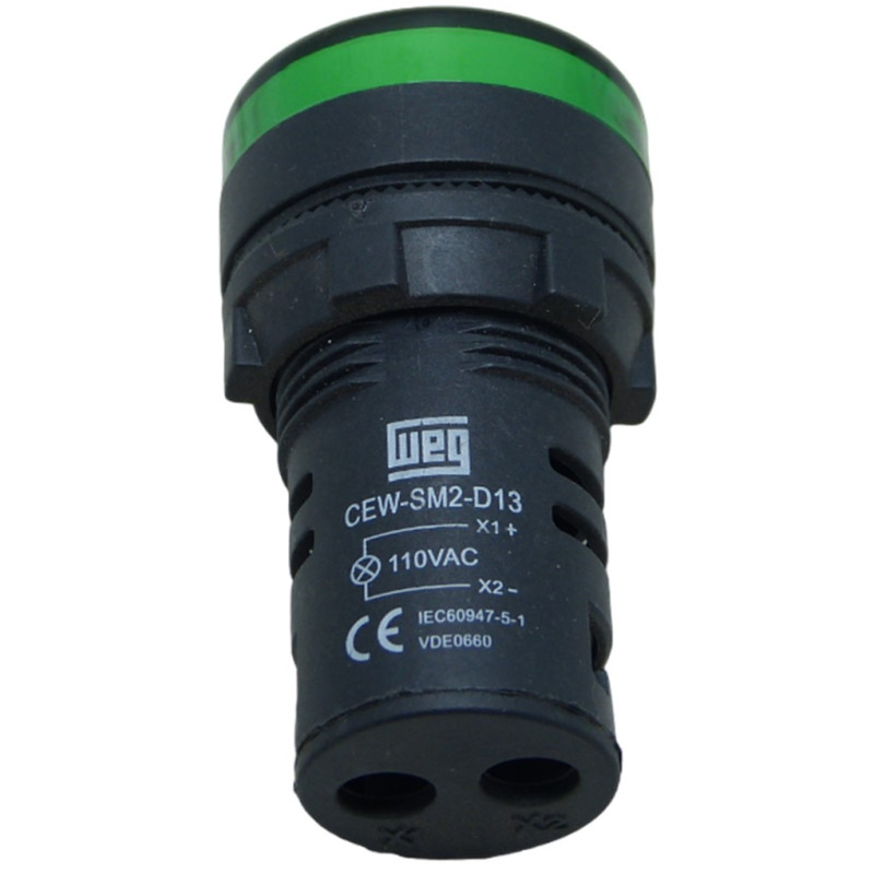 Sinaleiro Monobloco Weg Led Verde Furo 22.5 110v