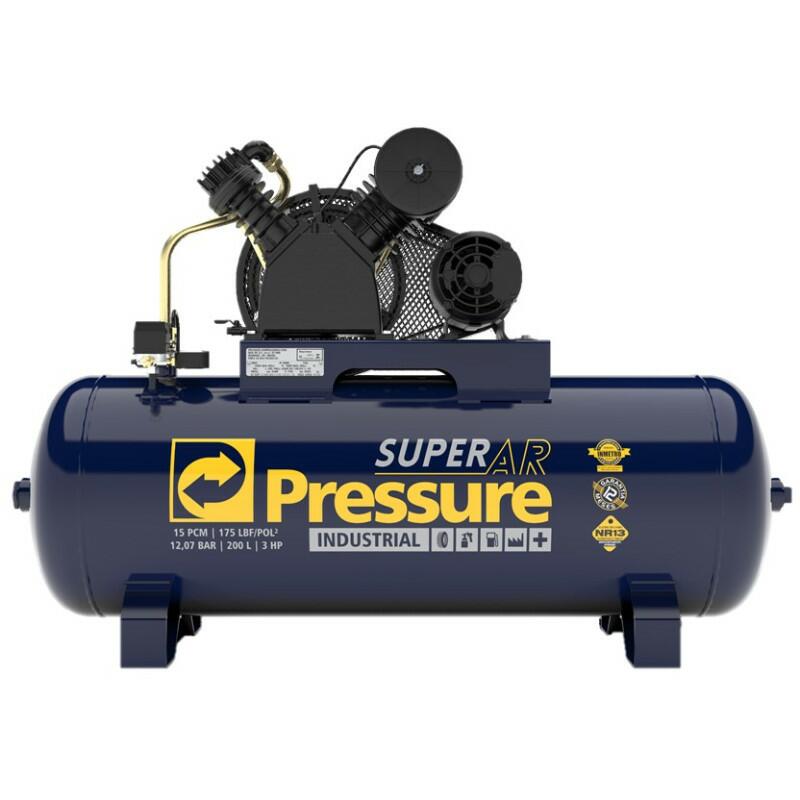 Compressor Pressure Super Ar 15 200 Litros 175 Libras 3 cv Trifásico