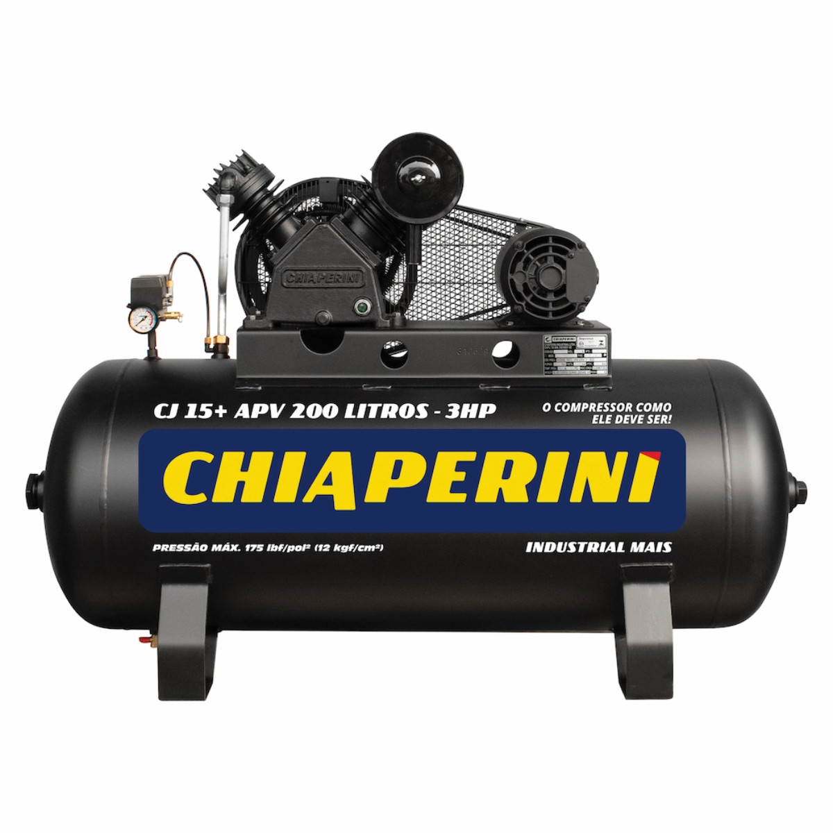 Compressor Chiaperini CJ 15+ APV 200 Litros 175 Libras 3 cv Trifásico