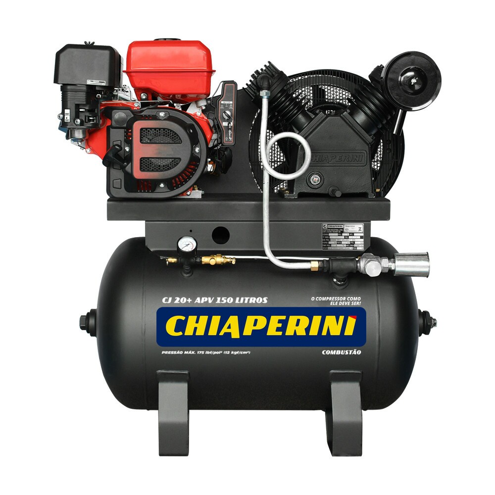 Compressor Chiaperini CJ 20+ APV 150 Litros 175 Libras 9 HP à Gasolina Partida Elétrica