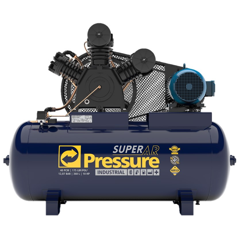 Compressor Pressure Super Ar 40 360 Litros 175 Libras 10 cv Trifásico IP55