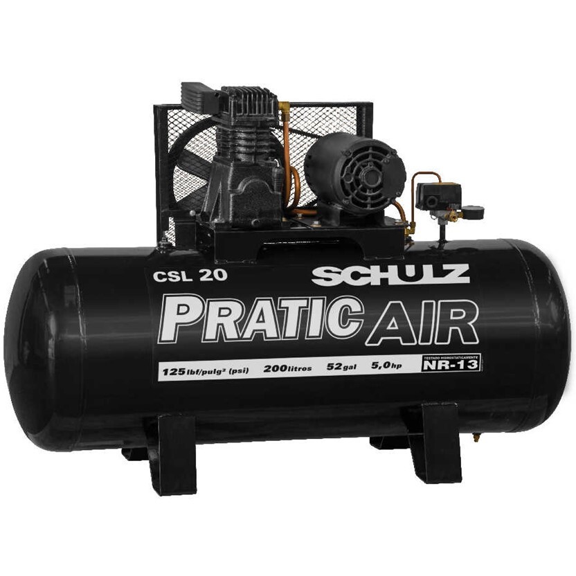 Compressor Schulz CSL 20 Pratic Air 200 Litros 125 Libras 5 cv Trif
